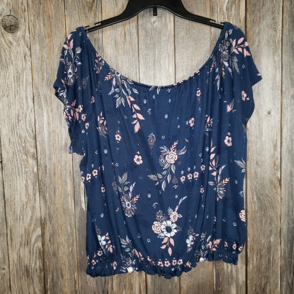 Mudd | Tops | New Mudd Navy Blue Floral Button Peasant Top | Poshmark